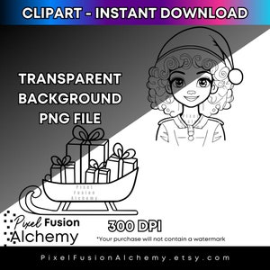 Black Santa Claus Clipart PNG Outline | African American Santa ...