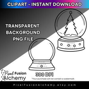 Christmas Snow Globes PNG Outline | Transparent PNG Coloring Page ...
