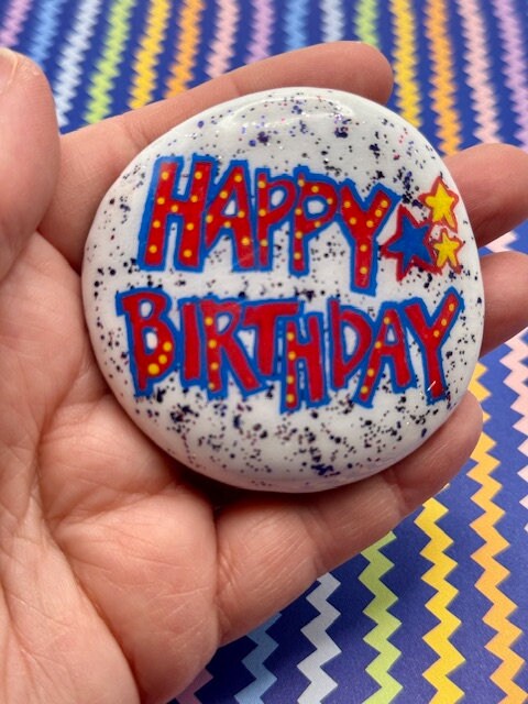 Happy Birthday, Hand Painted Rock, Birthday Gift, Desk Decor, Garden ...