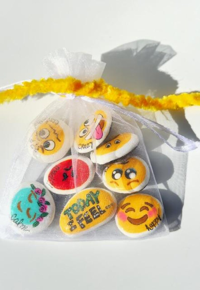 Mood Magnets, Painted Rock, Emoji, Hand Painted Rock, Refrigerator ...