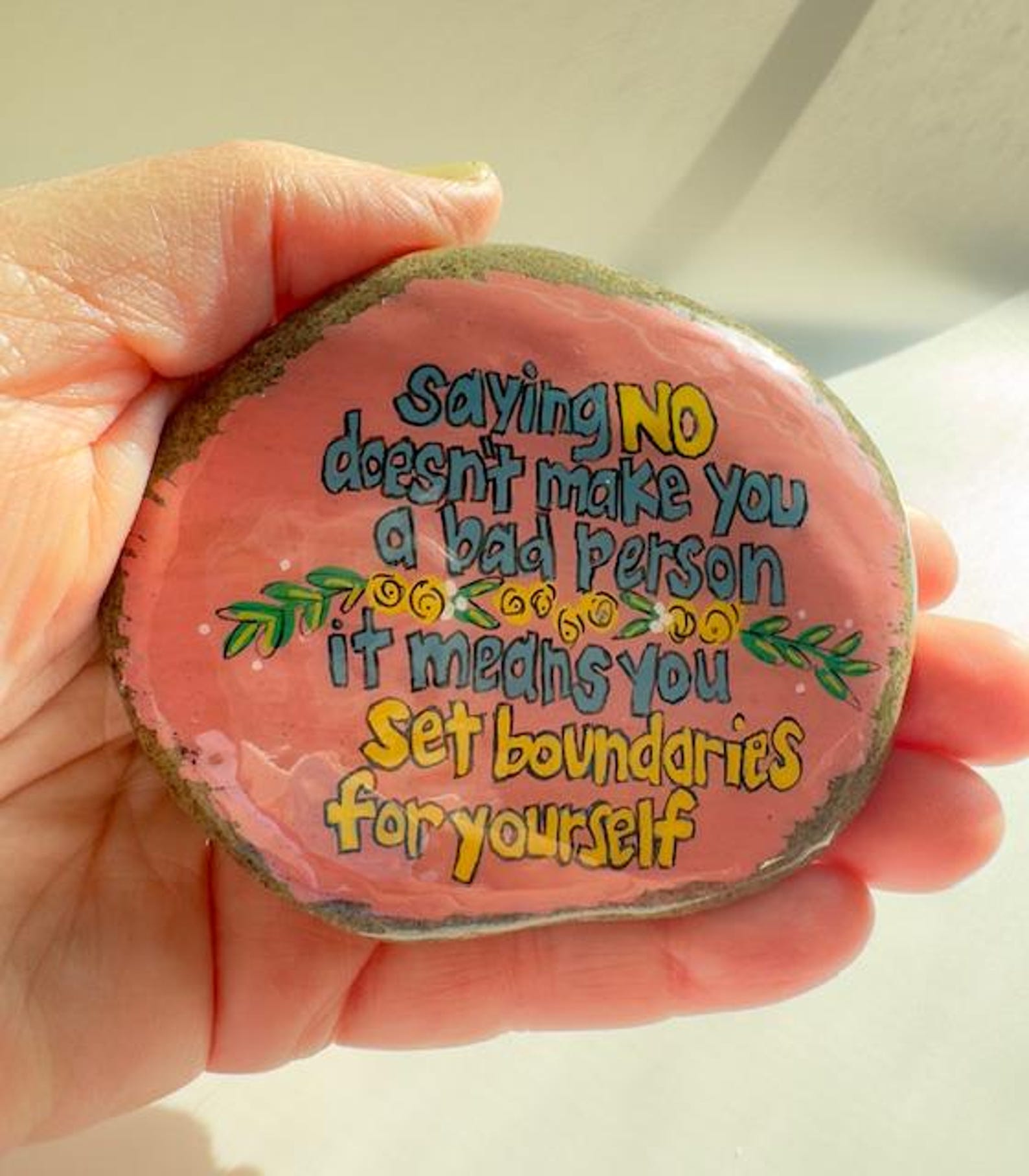 Boundaries Quote Painted Rock, Quotes, Painted Stone, Small Gift, Rock ...
