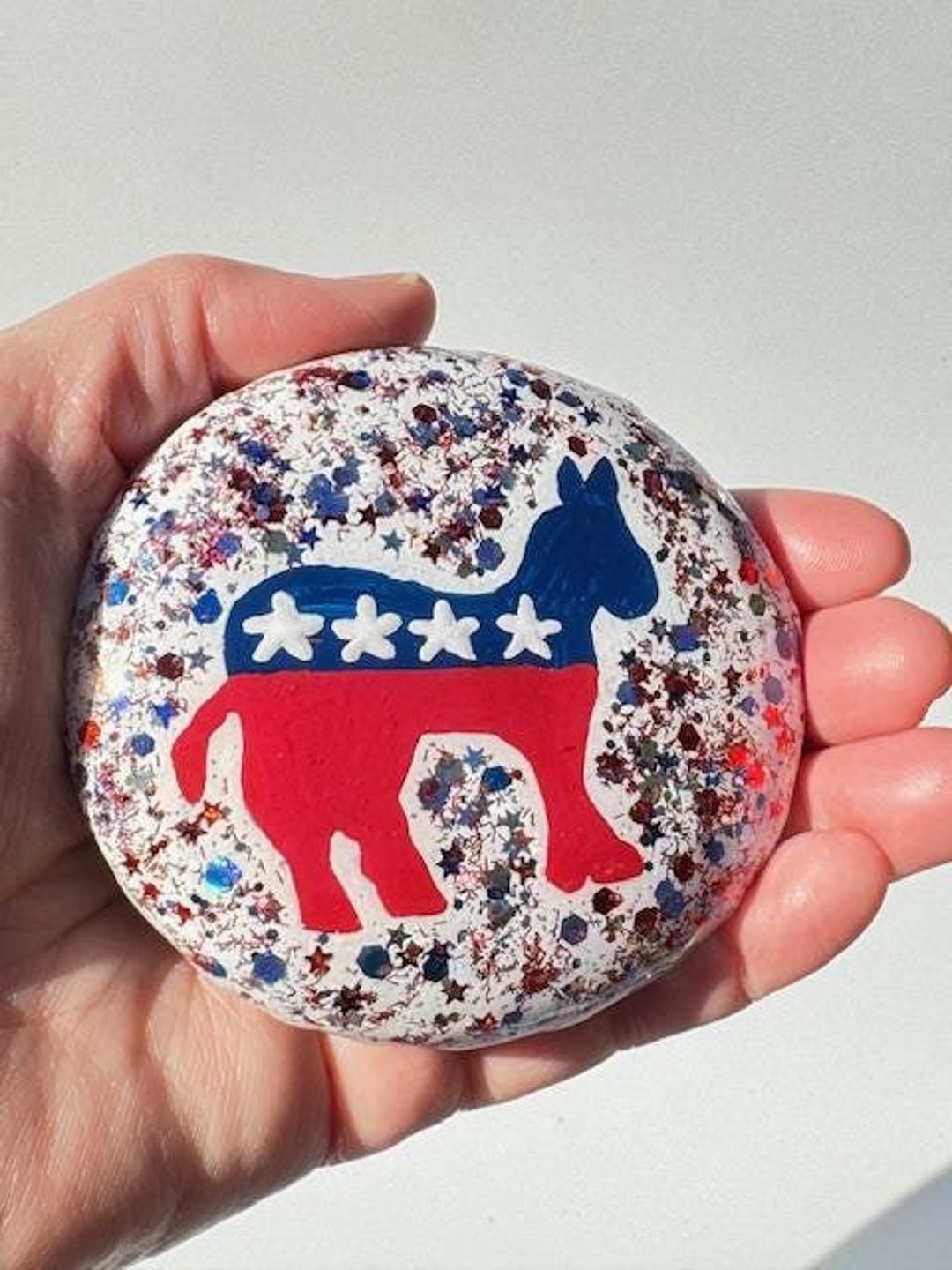 Democratic Donkey Painted Rock, Hand Painted Rock, One of a Kind ...