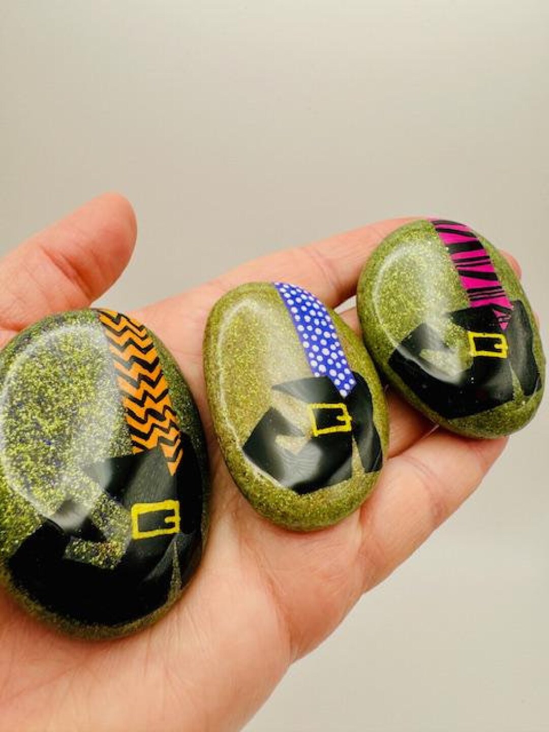 Halloween Witch's Boots, Hand Painted Rocks, Paperweight, Rock Garden ...