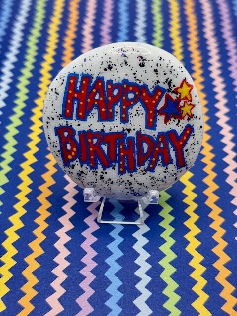 Happy Birthday, Hand Painted Rock, Birthday Gift, Desk Decor, Garden ...