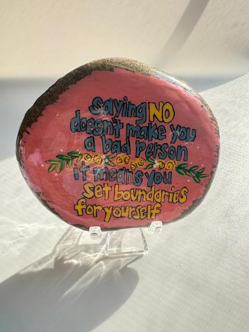 Boundaries Quote Painted Rock, Quotes, Painted Stone, Small Gift, Rock ...