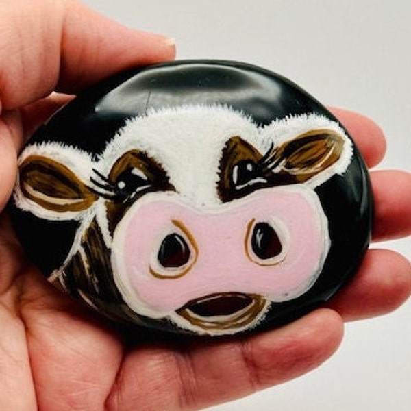 Painted Cow on Rock - Etsy
