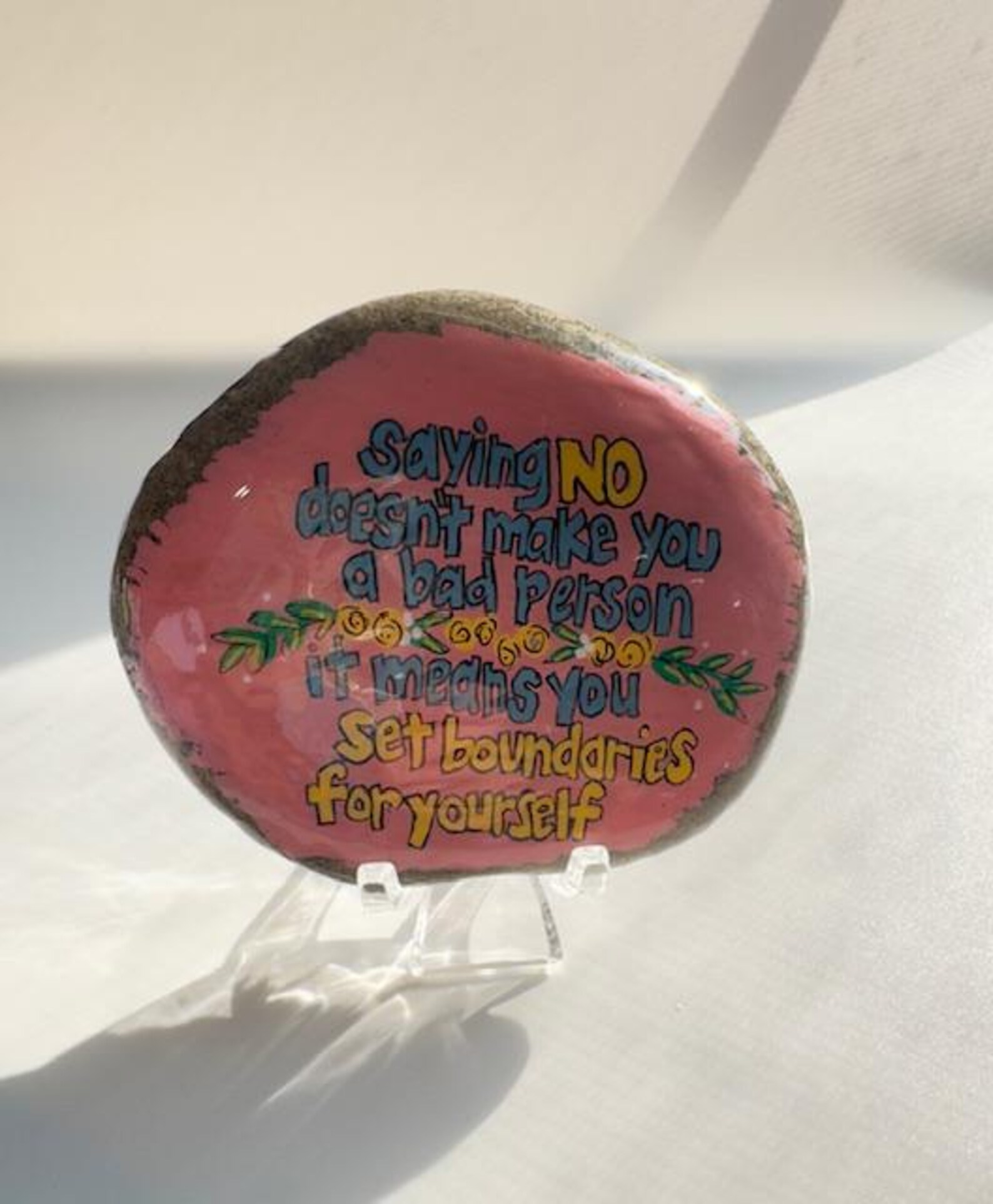 Boundaries Quote Painted Rock, Quotes, Painted Stone, Small Gift, Rock ...