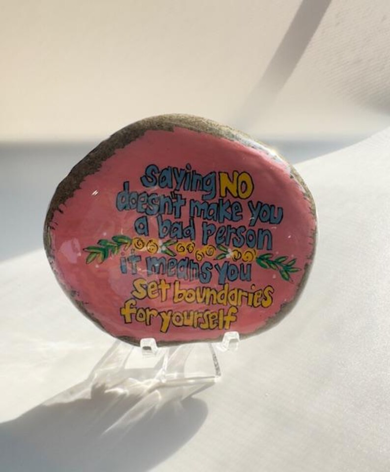 Boundaries Quote Painted Rock, Quotes, Painted Stone, Small Gift, Rock ...