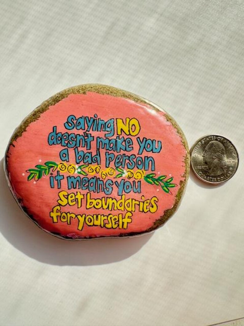 Boundaries Quote Painted Rock, Quotes, Painted Stone, Small Gift, Rock ...