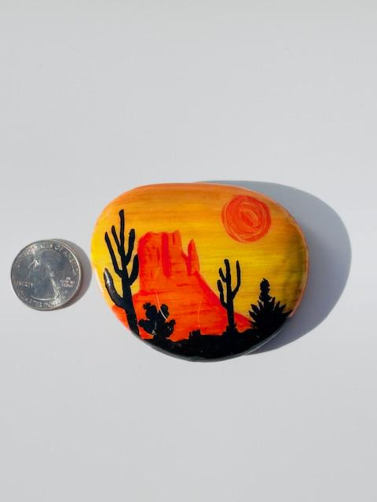 Southwestern Painted Rock, Arizona Sunset, Hand Painted Rock ...