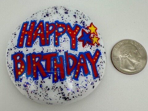 Happy Birthday, Hand Painted Rock, Birthday Gift, Desk Decor, Garden ...