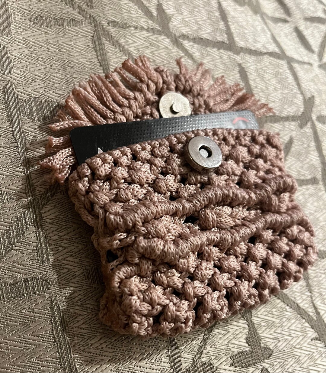 CLEARANCE Macrame Card Case | Mini Wallet in Champagne Color | Gift for ...