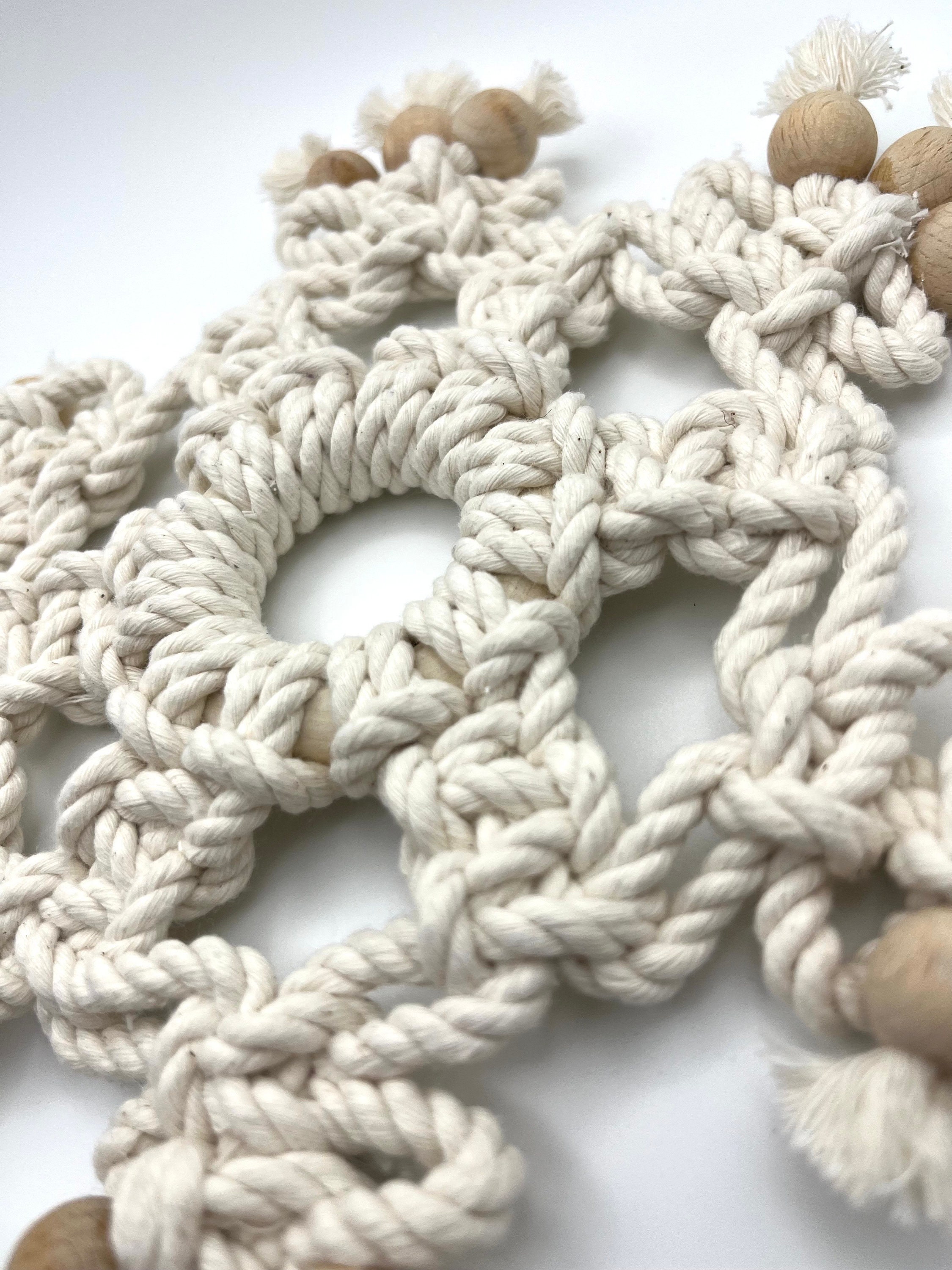 Boho Macrame Snowflake With Wooden Beads Trivet Seasonal Decor Home ...