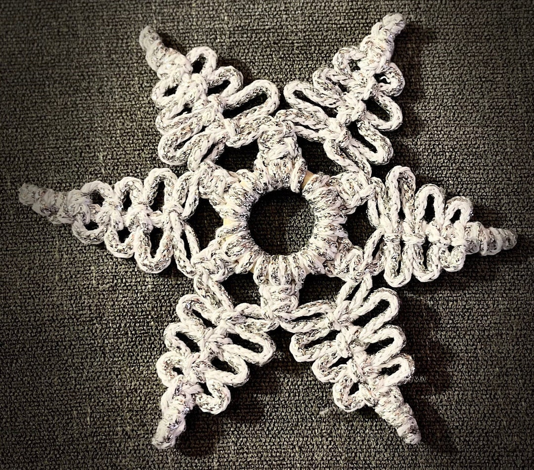 Macrame Snowflakes in Silver and White | Seasonal Decor | Trivet | Home ...