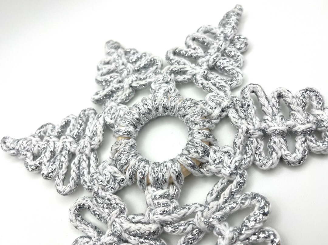 Macrame Snowflakes in Silver Sparkle | Seasonal Decor | Trivet | Home ...