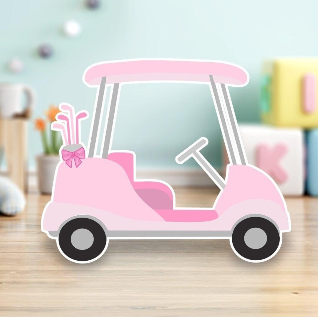 Golf Cart Pink With a Bow Party Prop Sign Cutout Centerpiece Backdrop ...