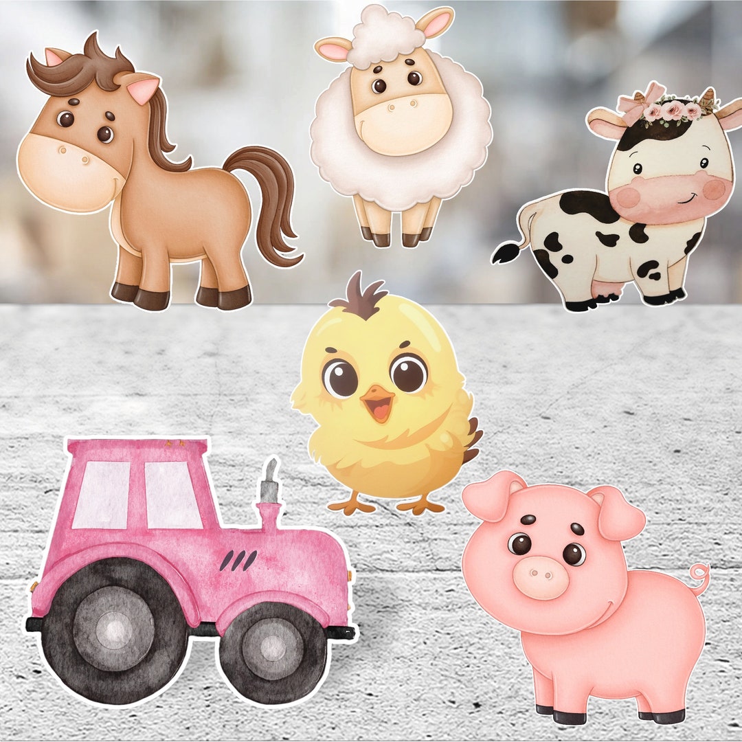 Farm Animals With Tractor Party Prop Cutouts, Backdrop, Centerpiece and ...