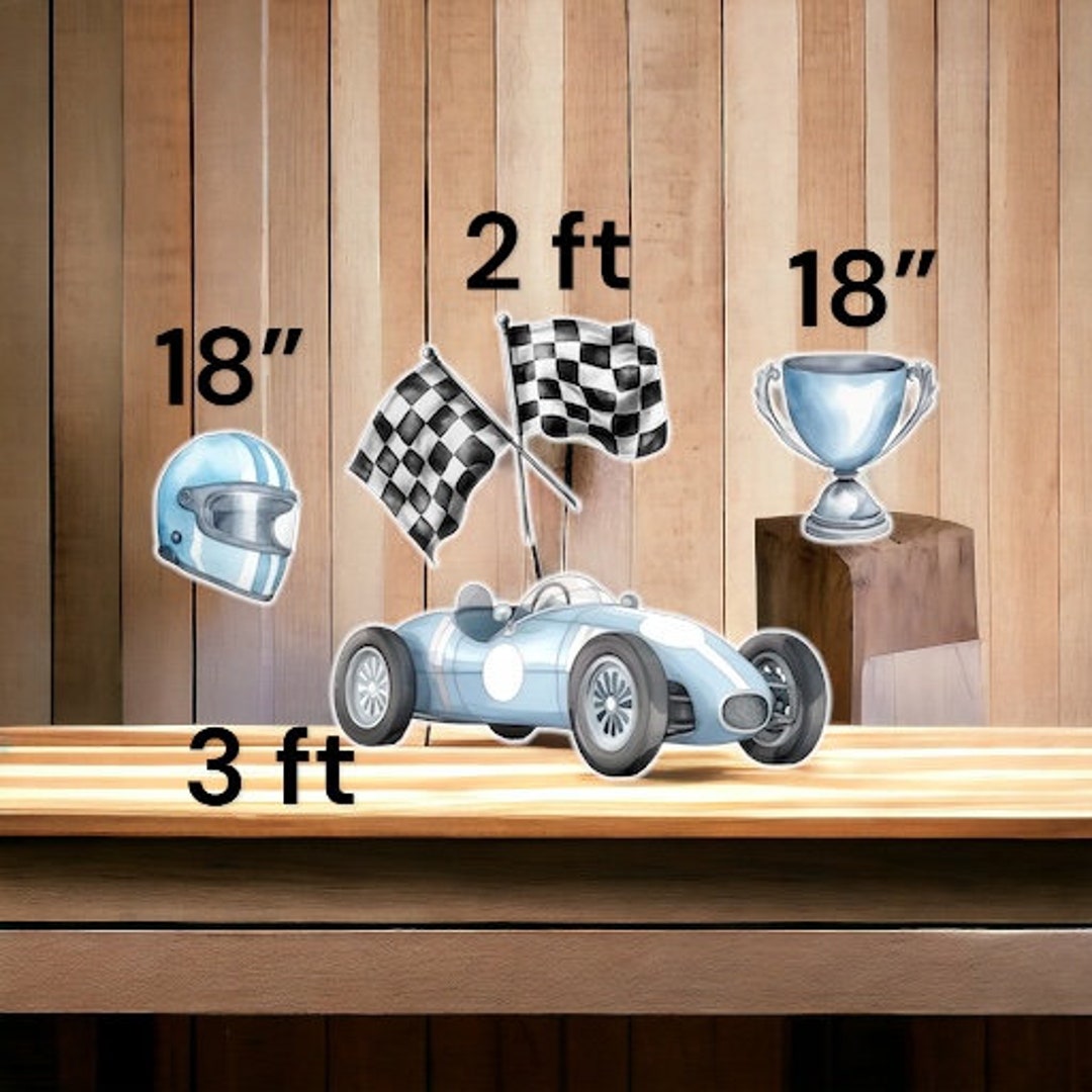 Set of 4 Vintage Race Car Party Props Cutouts Backdrop and Party ...