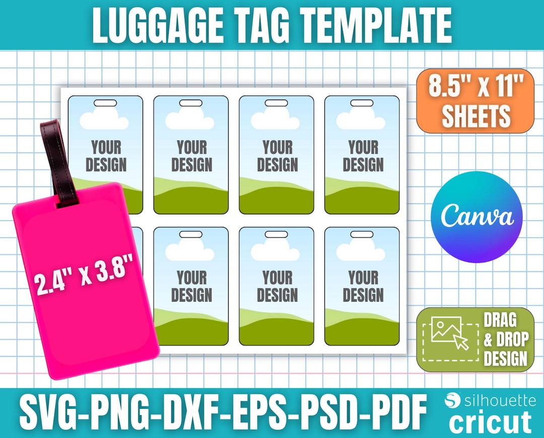 Luggage Tag Template, Luggage Tag Svg, Luggage Tag Sublimation Template ...