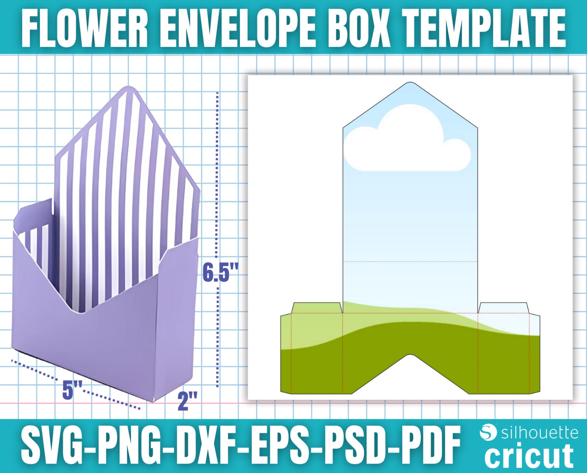 Flower Envelope Template, Flower Envelope Box, Flower Box Packaging ...