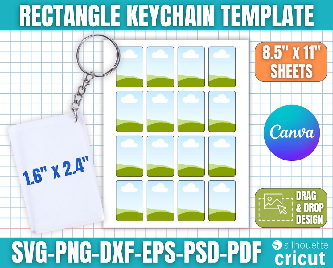 Rectangle Keychain Template, Keychain Template, Sublimation Template ...