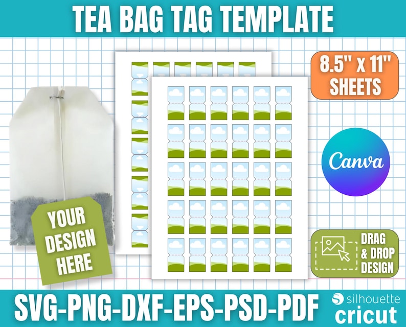 Tea Bag Tag Template, Tea Bag Label Template, Tea Bag Label Svg, Tea ...