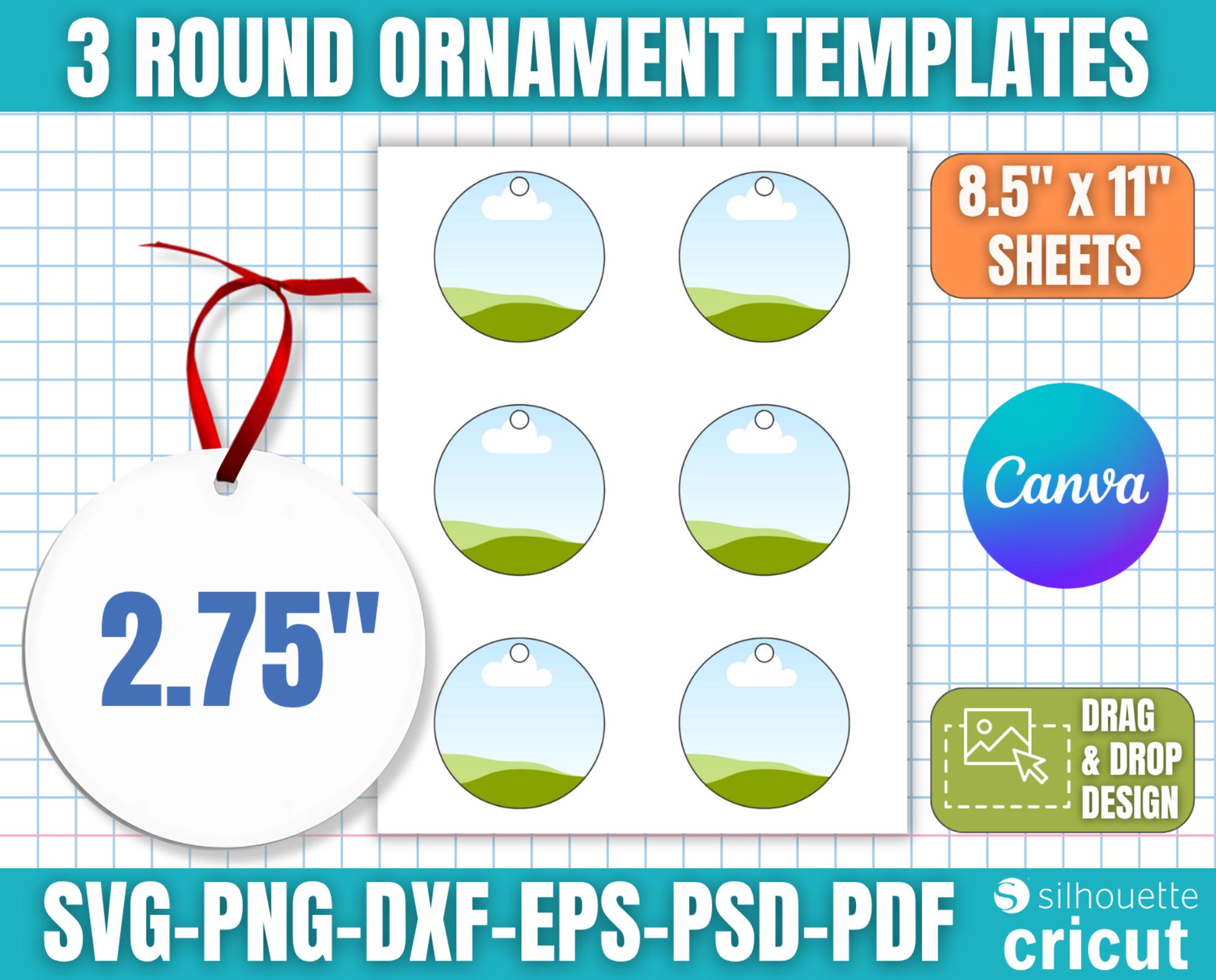Round Ornament Template Bundle, Ceramic Ornament Template, Christmas ...
