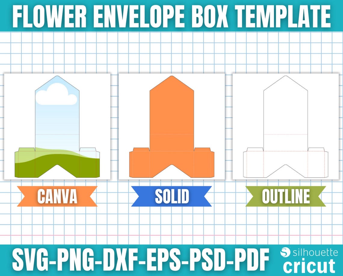 Flower Envelope Template, Flower Envelope Box, Flower Box Packaging ...