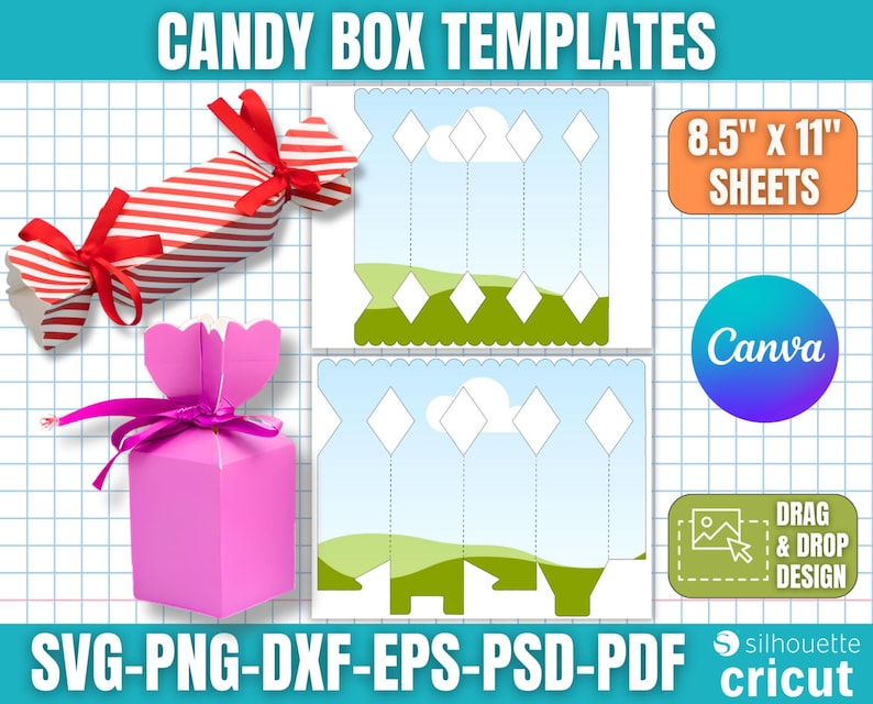 Candy Box Template, Cracker Template, Candy Shaped Box, Candy Gift Box ...