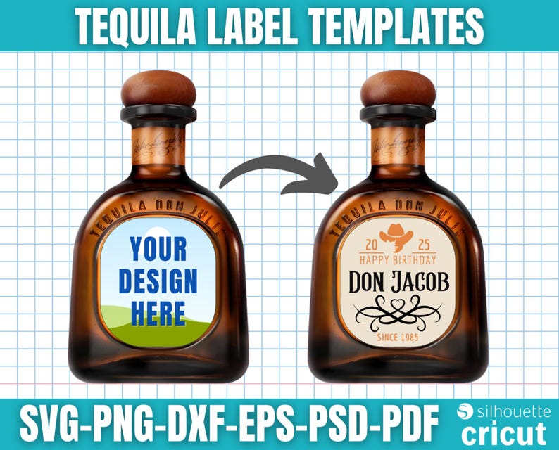 Tequila Label Template, Custom Tequila Bottle Label, Don Julio Label ...