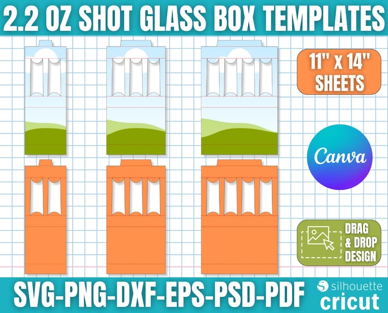 Shot Glass Box Template Bundle, Shot Glass Box Svg, Box for 2, 3 or 4 ...