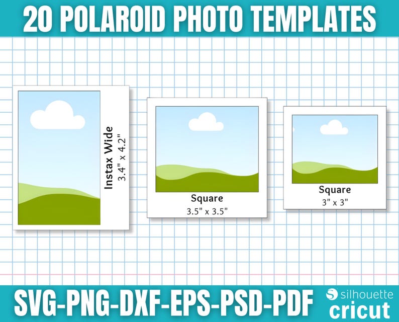 20 Polaroid Photo Templates, Editable Canva Instax Frame, Printable ...