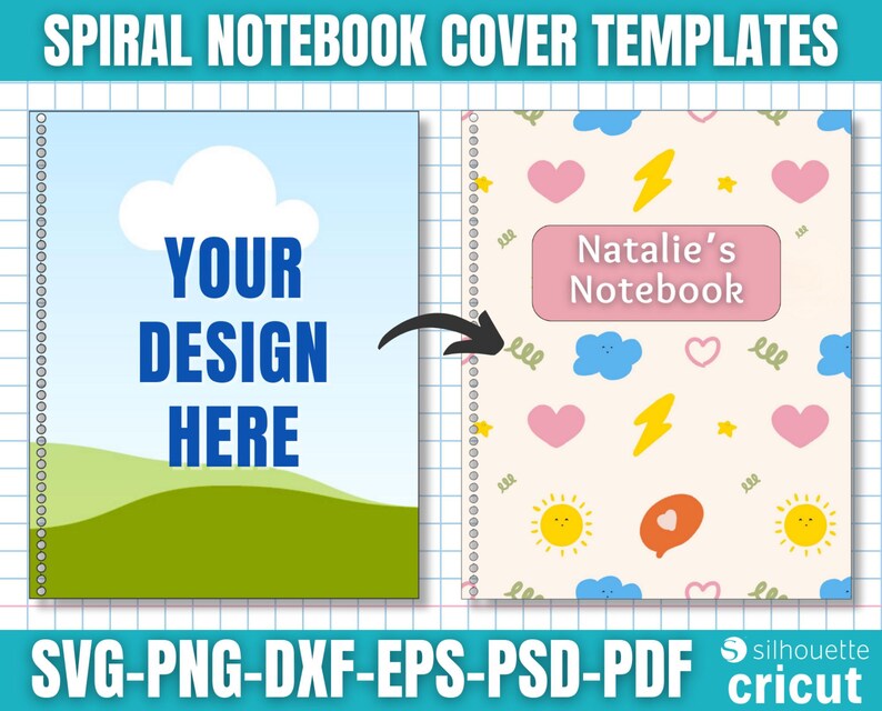 Spiral Notebook Cover Templates, Composition Notebook Cover, Back to ...