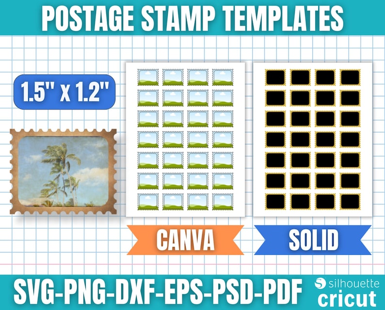 Postage Stamp Template Bundle, Postage Stamp Svg, DIY Stamp, Junk ...