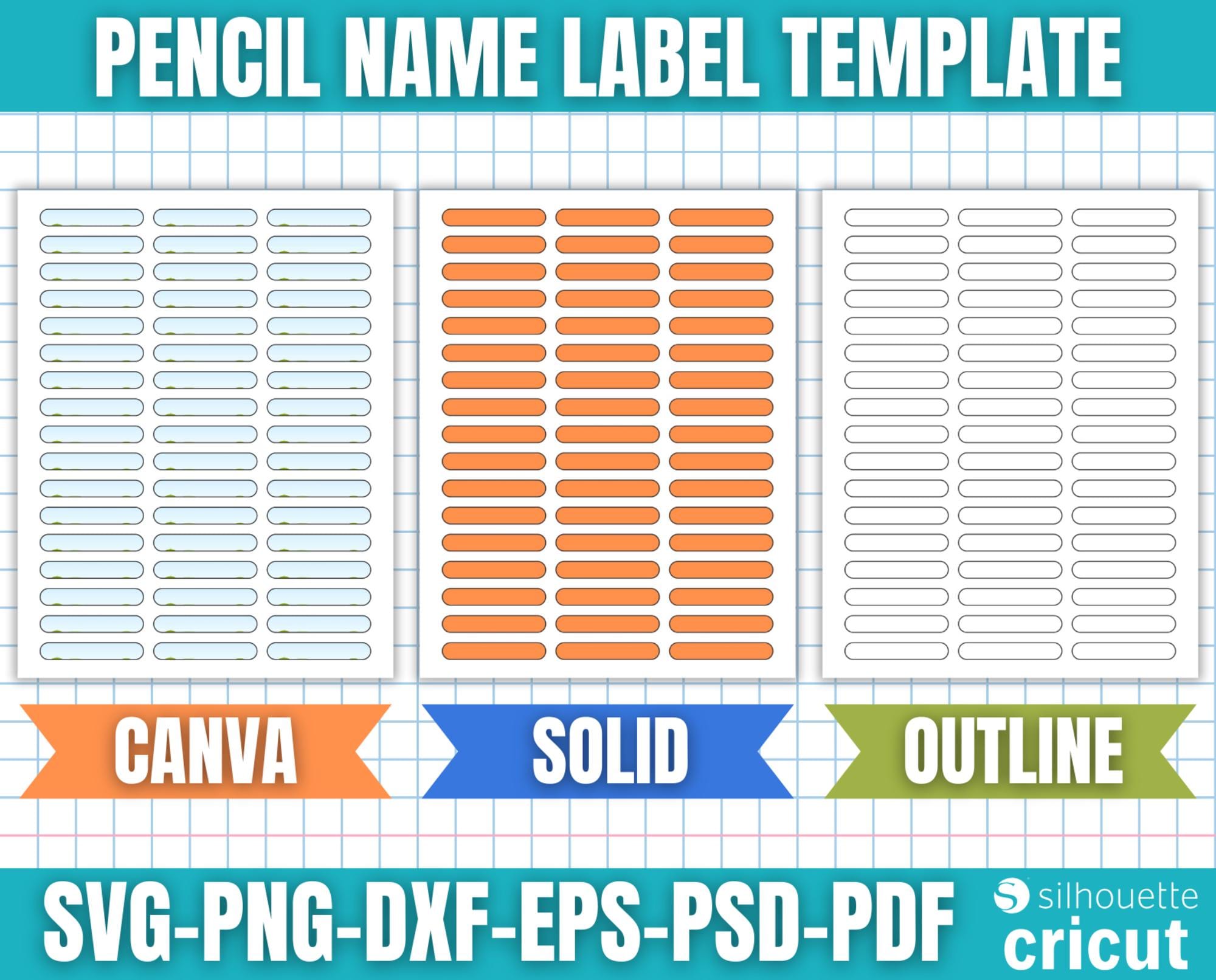 Pencil Name Label Template, School Label Template, School Supply Labels ...