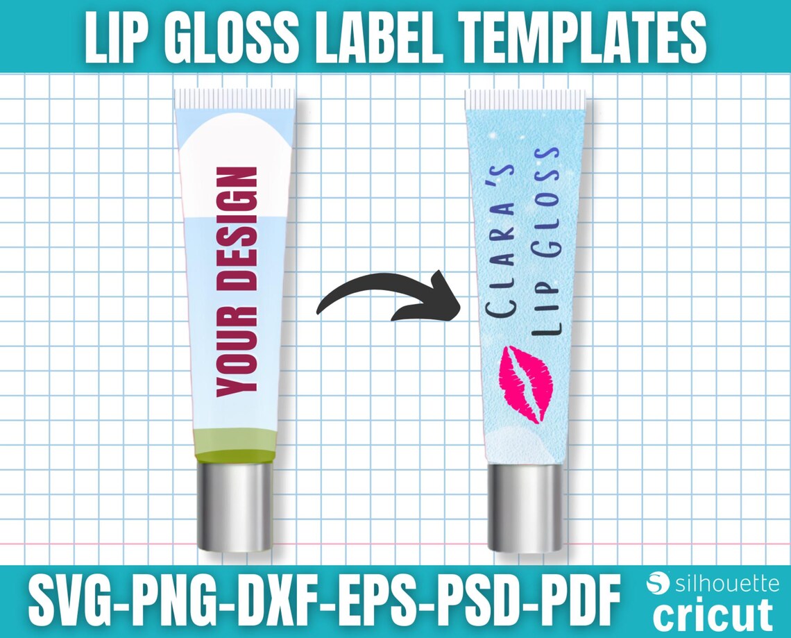 Lip Gloss Label Templates, Lip Gloss Sticker, Custom Lip Gloss Label ...