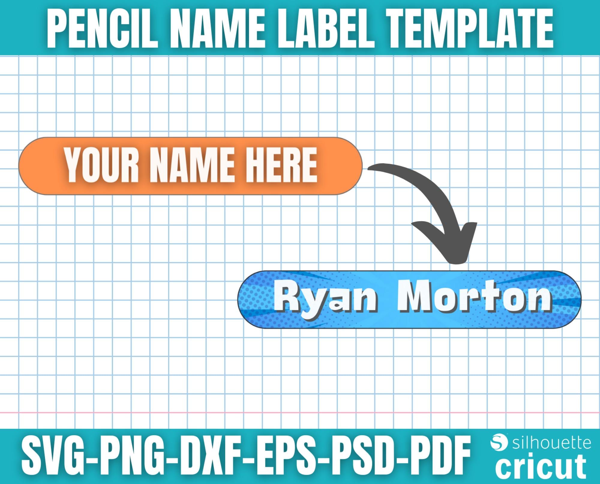 Pencil Name Label Template, School Label Template, School Supply Labels ...