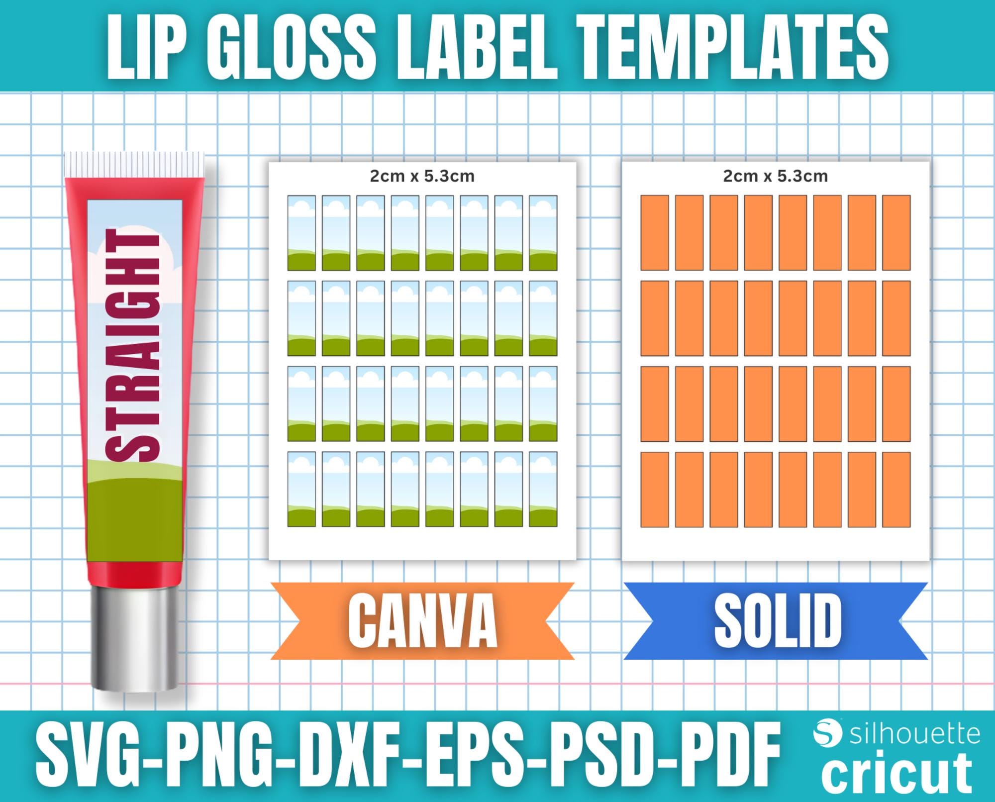 Lip Gloss Label Templates, Lip Gloss Sticker, Custom Lip Gloss Label ...