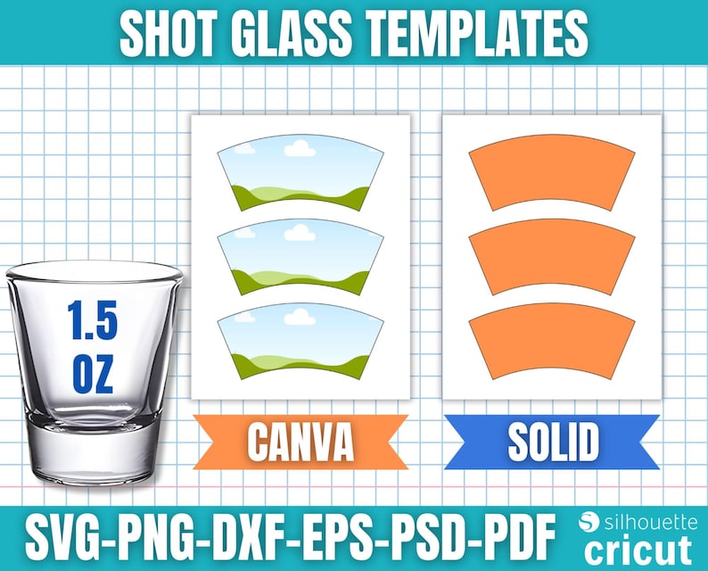 Shot Glass Template Bundle, 1.5oz, 2.5oz, 3oz Shot Glass Wrapper, Shot ...