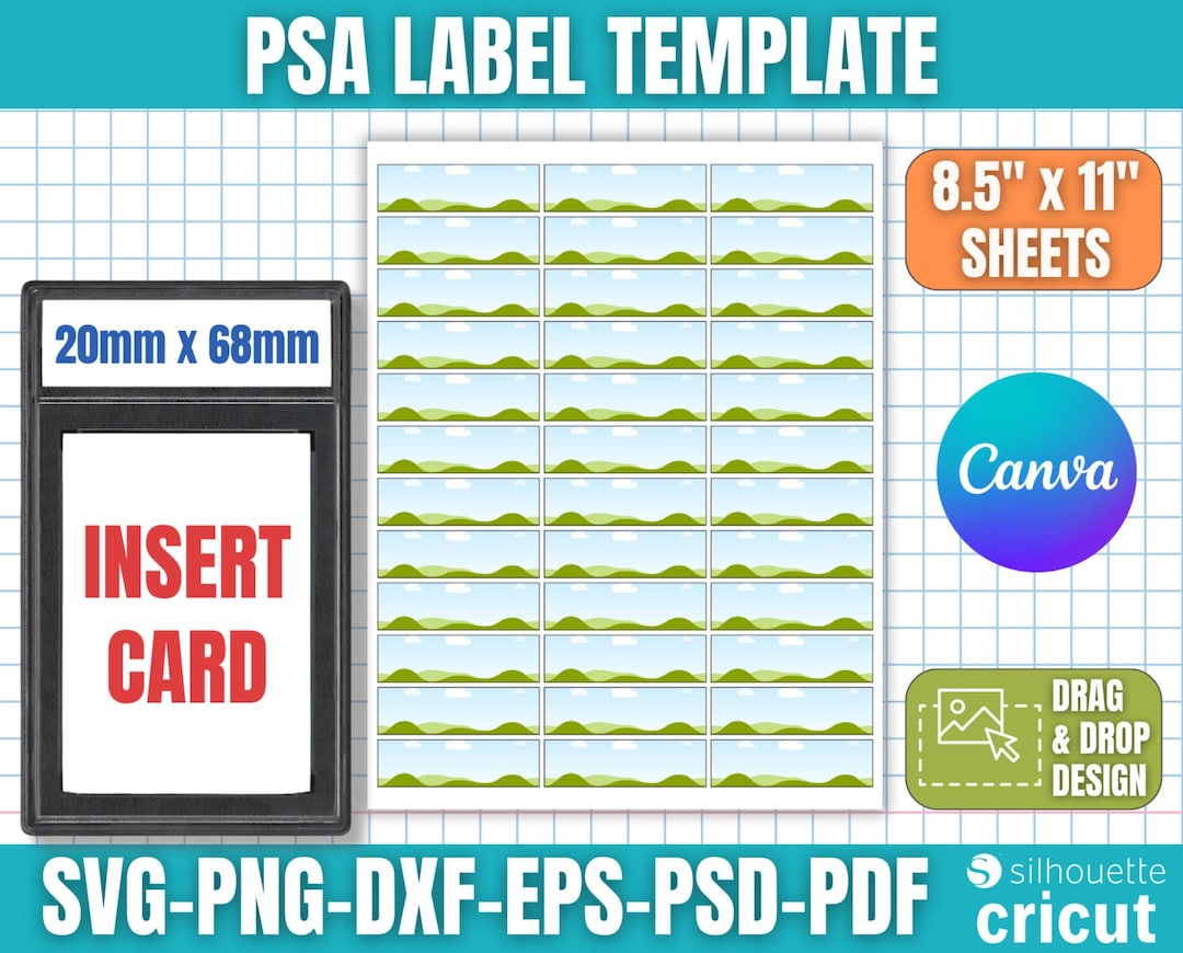 PSA Name Label Template, Trading Card Slab Label, Psa Card Label ...