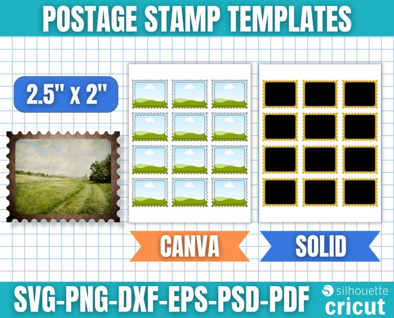 Postage Stamp Template Bundle, Postage Stamp Svg, DIY Stamp, Junk ...