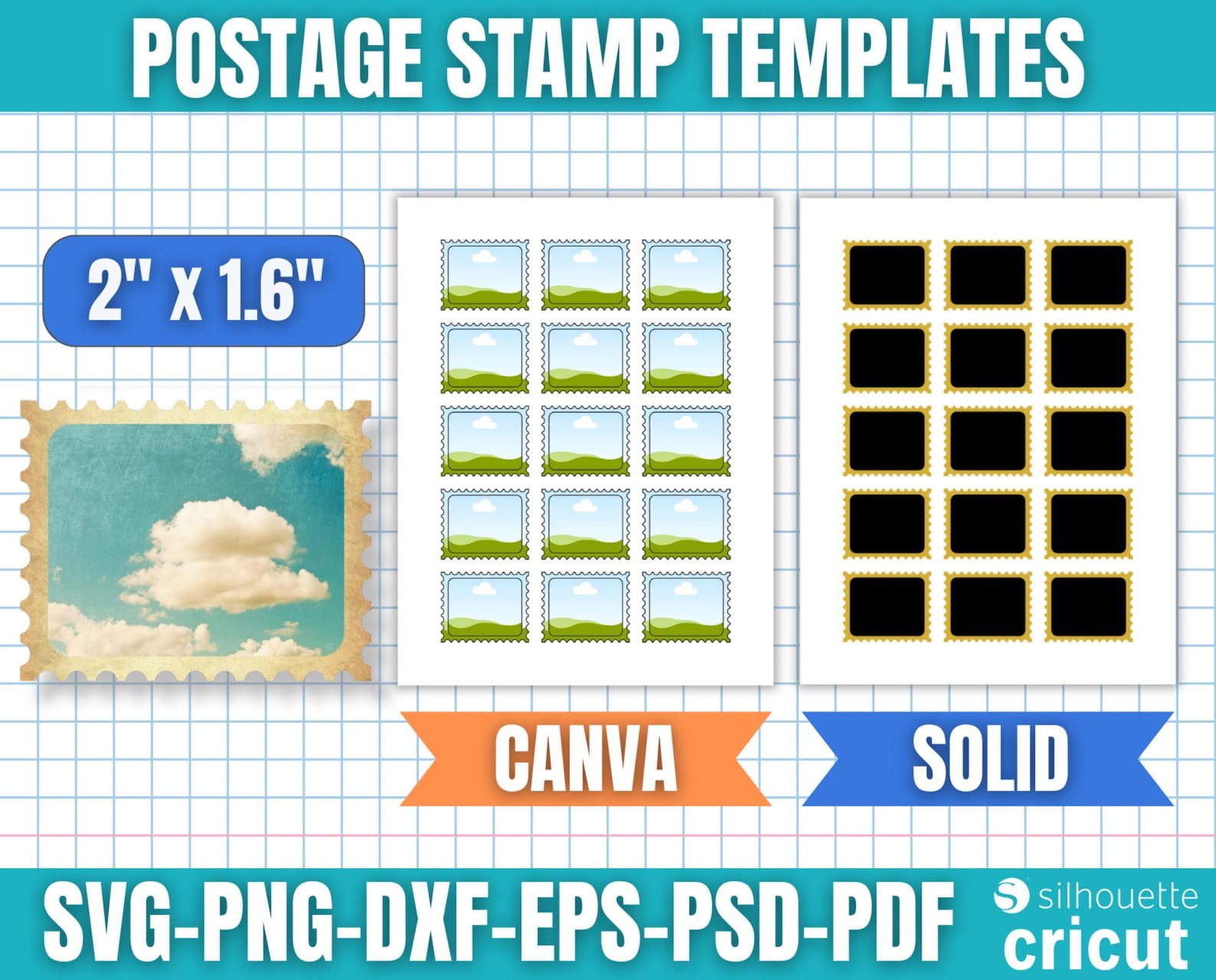 Postage Stamp Template Bundle, Postage Stamp Svg, DIY Stamp, Junk ...