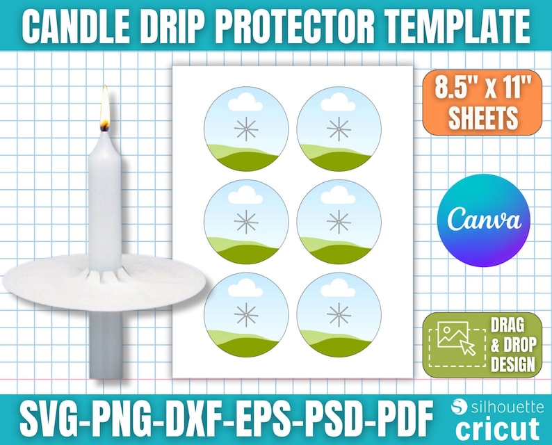 Candle Drip Protector Template, Custom Candle Drip Protector, Candle ...