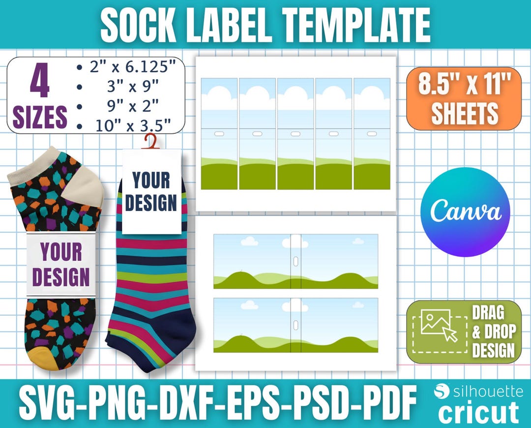 Sock Label Templates, Sock Tag Template, Sock Wrapper, Socks Wrap Label ...
