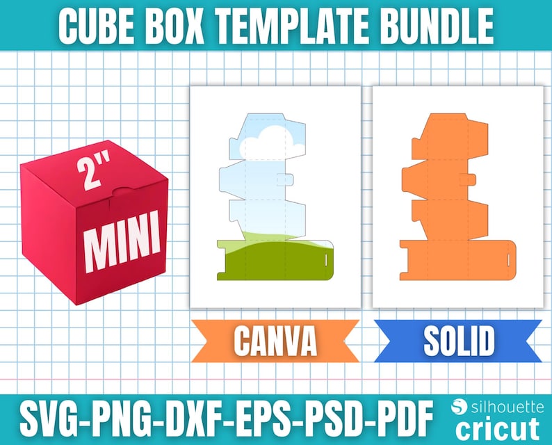 Cube Box Template Bundle, Cube Box Svg, Square Box Template, Gift Box ...