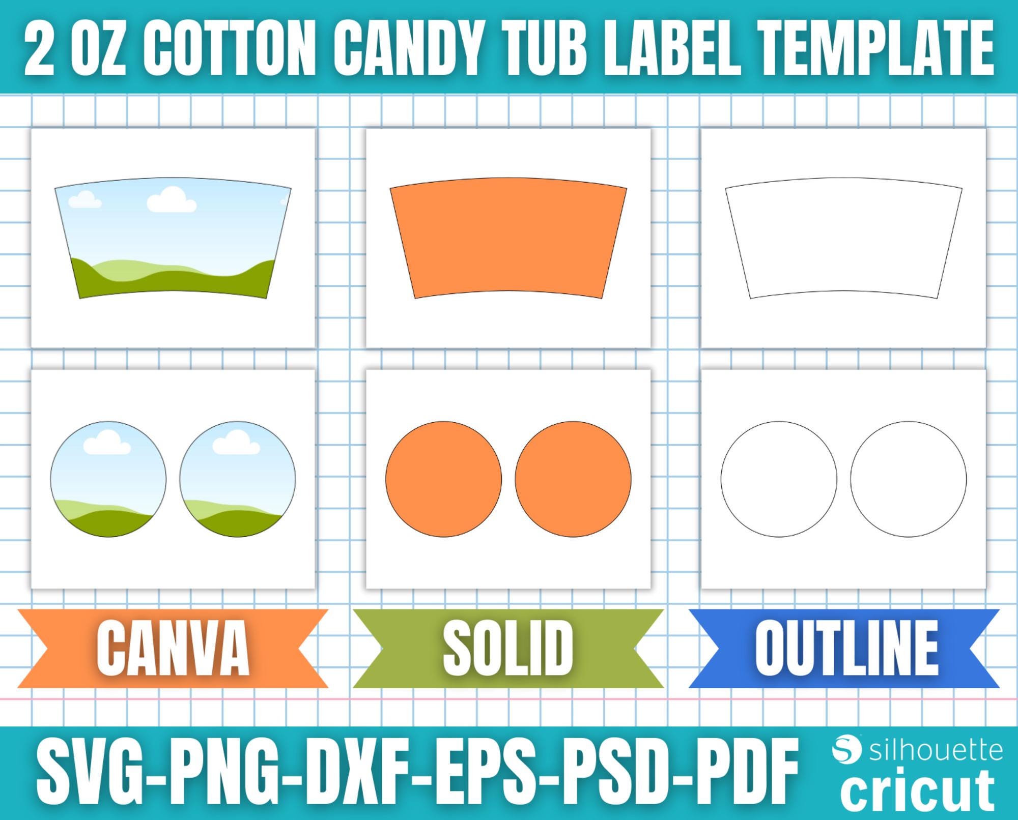 2oz Cotton Candy Label Template, Cotton Candy Tub Wrapper Template ...