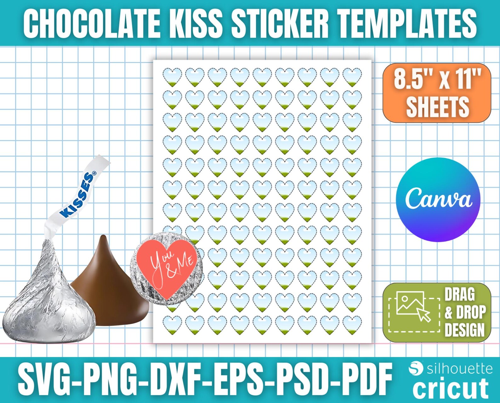 Kiss Sticker Template, Mini Chocolate Label Svg, Mini Kiss Wrapper ...