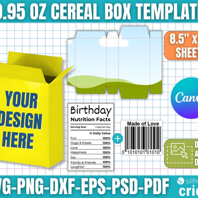Cereal Box Template - Etsy
