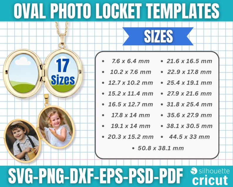 Photo Locket Template, Bouquet Charm Template, Oval Locket Insert ...