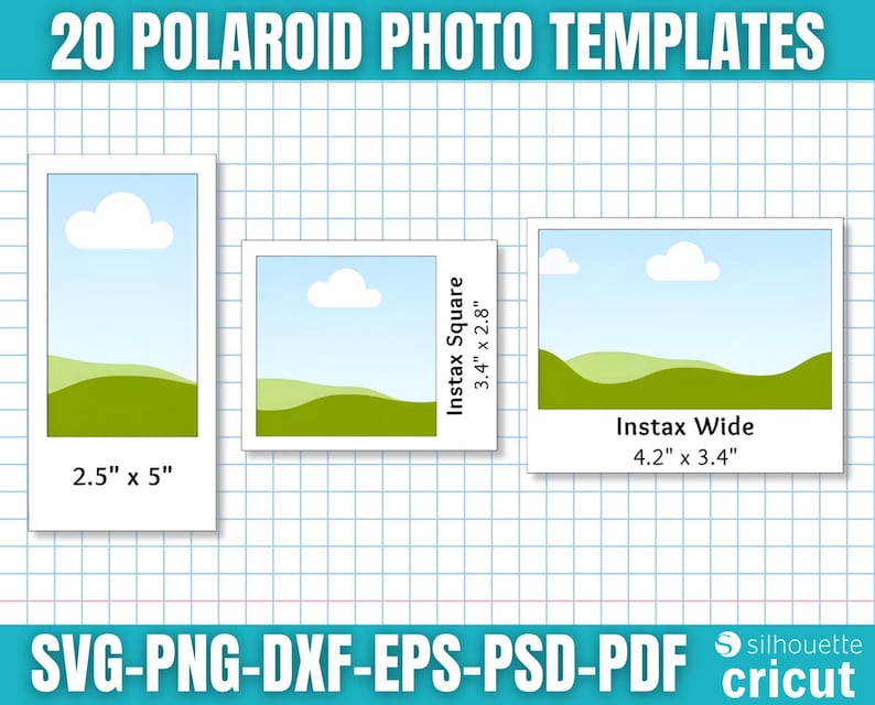 20 Polaroid Photo Templates, Editable Canva Instax Frame, Printable ...